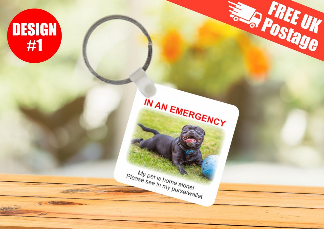 Emergency Pet Keyring card, pet at home alone, pet information ...